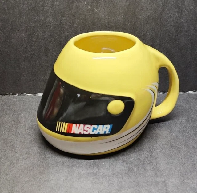 NASCAR RACING RACE Car Yellow Helmet Shaped Large 2003 Ceramic Coffee ...