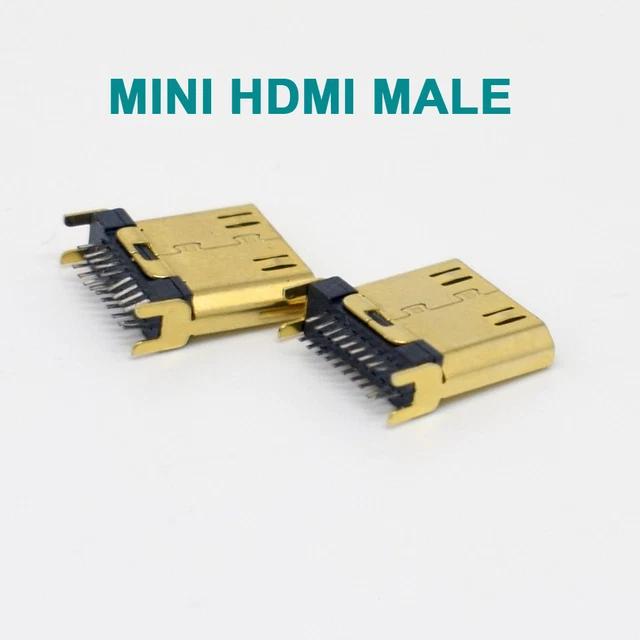 10X MINI GOLD Plated HDMI 1.6mm 19Pin PCB Chassis SMD Socket Male Plug ...