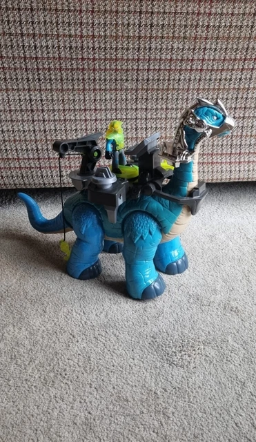 FISHER PRICE IMAGINEXT Blue Dinosaur APATOSAURUS & Armour and Figure £9 ...