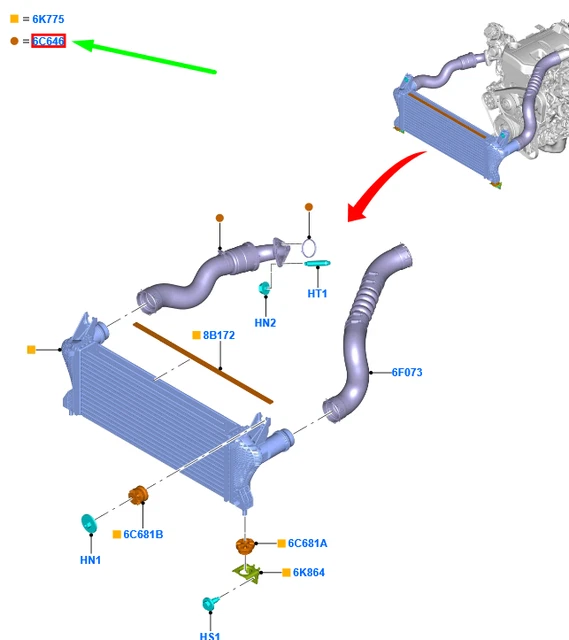 FORD RANGER T6 MK1 Intercooler Air Duct JB3G-6C646-BD 2359116 NEW ...