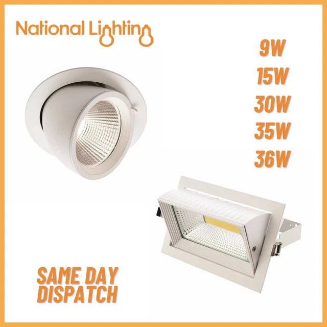 LED CEILING SPOTLIGHTS Tilt Mains Dimmable Downlights with Adjustable ...