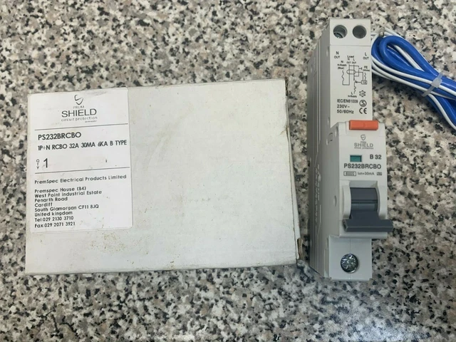 PREMSHIELD SINGLE POLE 30mA 32A RCBO Type B 6kA. PS232BRCBO £18.00 ...