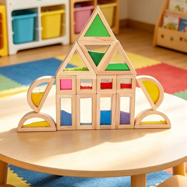 BLOCS CONSTRUCTION EN bois -en-ciel, blocs éducatifs pour l ...
