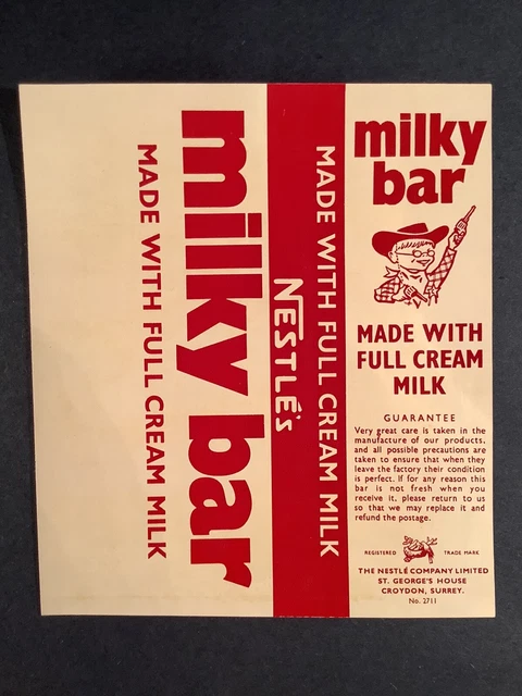 NESTLE’S MILKY BAR 1960’s-1970’s Full Cream Milk Chocolate Bar Wrappers ...