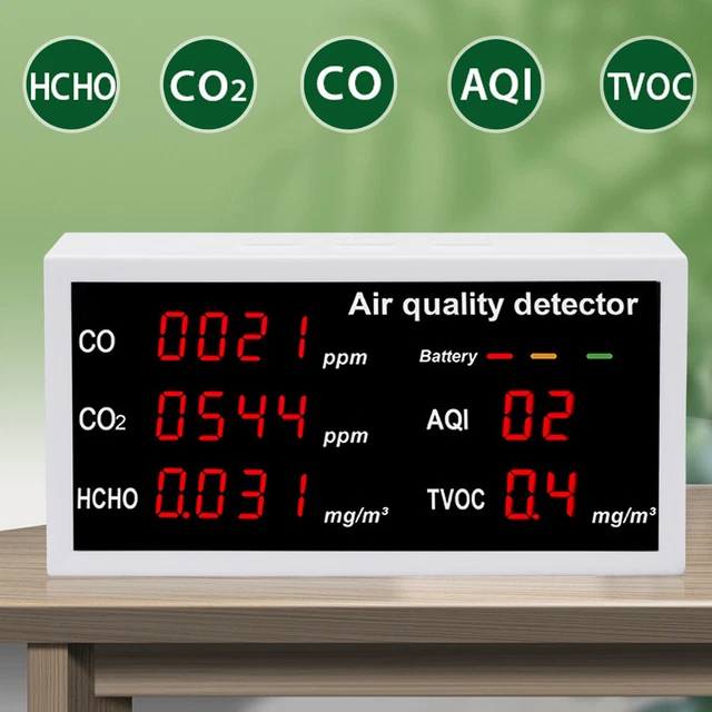 DIGITAL HCHO CO2 Meter Sensor Tester Detector Indoor Air Quality ...