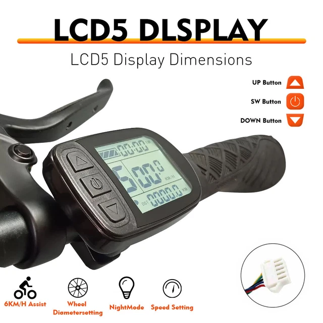 LCD DISPLAY SPEEDMETER Control Panel 24V 36V 48V E-Bike Electric ...