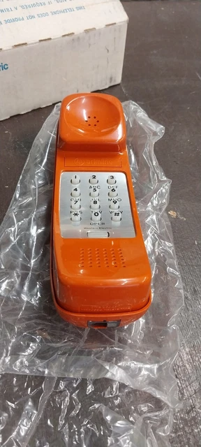 NOS WESTERN ELECTRIC Orange Trimline Push Button Landline Telephone ...