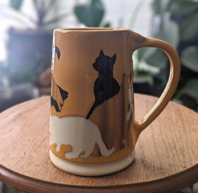 WESTCOTE BELL POTTERY Studio Orange Cat Kitten Silhouette Coffee Tea ...