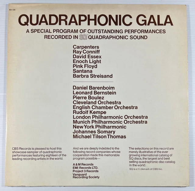 QUADRAPHONIC GALA SOUND LP 33 rpm TEST RECORD PROMO PINK FLOYD, SANTANA ...