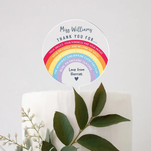 PERSONALISED THANK YOU Teacher Cake Topper, End of Term Gift, Teacher ...