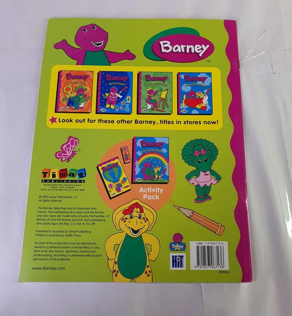 VINTAGE 2001 BARNEY Sticker Colouring Book Dinosaur - Used $16.00 ...