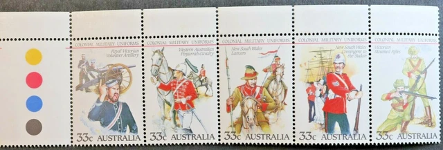 AUSTRALIA DECIMAL 1985 Colonial Military Uniforms Gutter Pair Se-Tenant ...