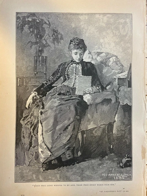 1886 VINTAGE MAGAZINE Illustration Victorian Woman Reading Letter £15. ...
