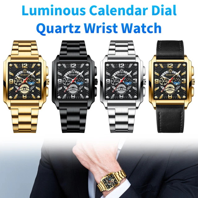 OROLOGIO DA POLSO Uomo Quadrante Grande Acciaio Inox Cinturino Acciaio ...