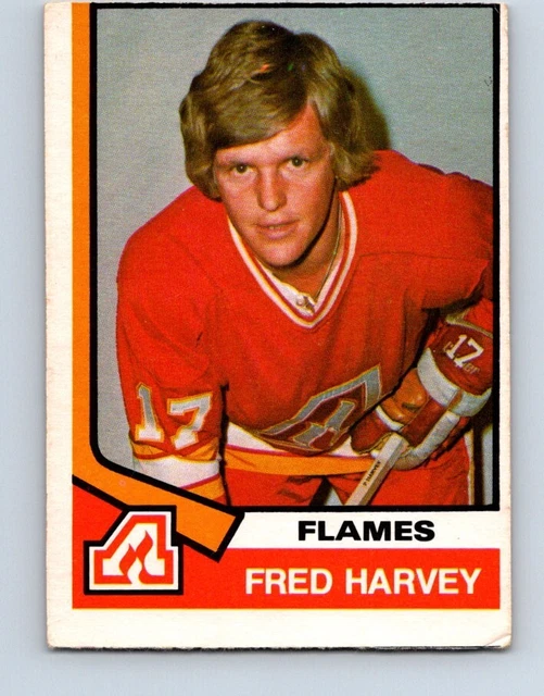 VINTAGE HOCKEY CARD Opc 1974 Atlanta Flames Fred Harvey No123 $3.95 ...