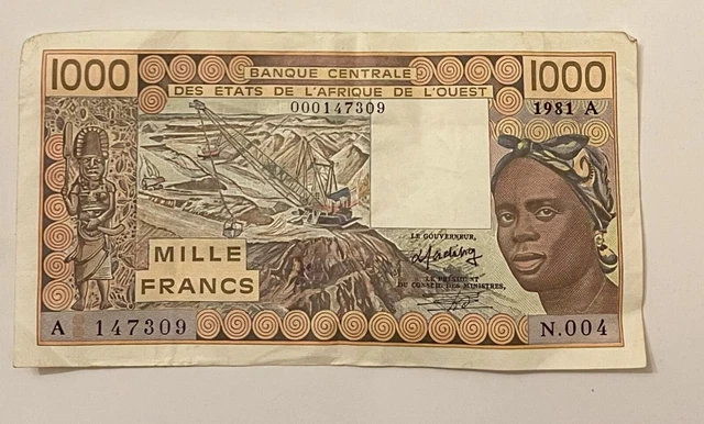 BILLET BANQUE CENTRAL des etats de l afrique de l ouest 1000 francs EUR ...
