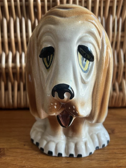 VINTAGE KITSCH BONZO Dog Sad Sam Basset Hound Money Bank Pottery ...