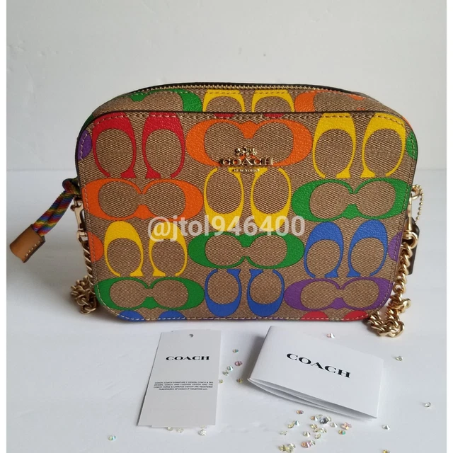 COACH MINI CAMERA Bag In Rainbow Signature Canvas Limited Edition ...
