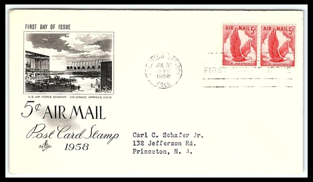 COLORADO SPRINGS CO Air Force Academy Airmail Aerogram FDC 1958 fdc32 £ ...