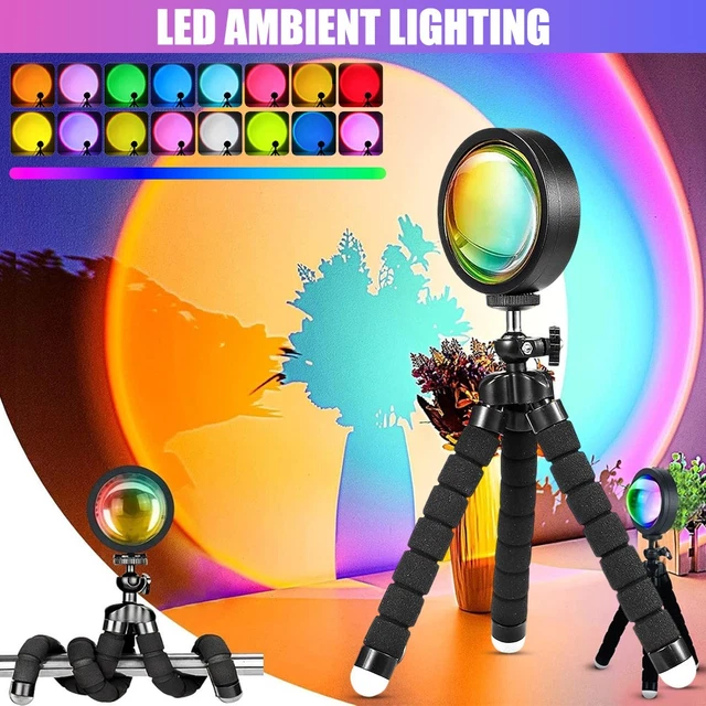 SUNSET LAMP LED Projection 16 Colors Dimmable Rgb Ambient Night Light W ...