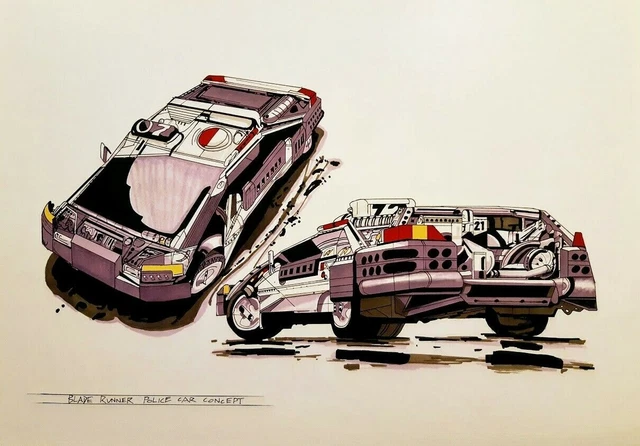BLADE RUNNER POLICE Car Spinner Scifi Futuristic Poster - Drawing ...