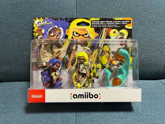 SPLATOON 3 AMIIBO Triple pack set Inkling yellow Octoling blue Smallfry ...