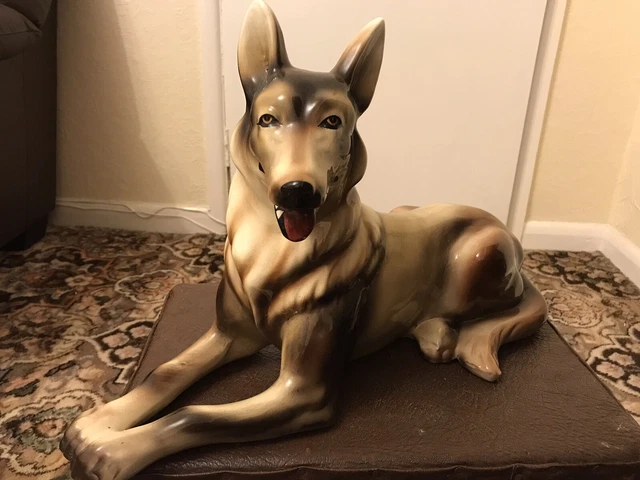 VINTAGE ART DECO porcelain dog alsatian/german shepherd by Delcroft ...