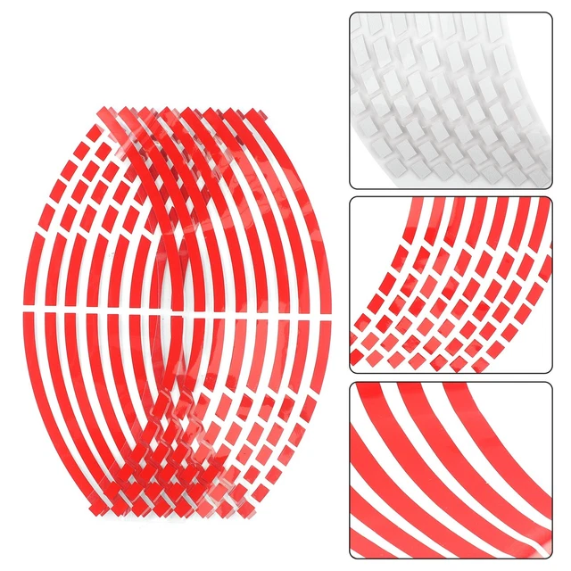 DURABLE WHEEL RIM Sticker Tire Sticker Parts Red Universal 1 Set 16pcs ...