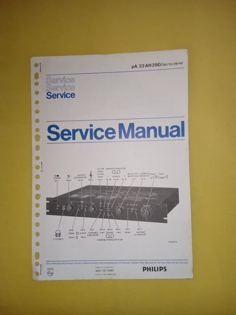 PHILIPS SERVICE MANUAL Reparaturanleitung Schaltpläne Hifi pA 22AH280 ...