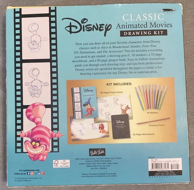 DISNEY CLASSIC ANIMATED Movies Drawing Kit (OPENED UNUSED/COMPLETE) $13 ...