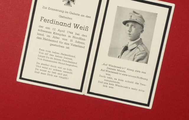 WW2 GERMAN DEATH Card Sterbebild April 1944 North Finland £12.00 ...