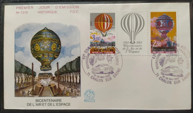 ENVELOPPE PREMIER JOUR Timbre N°2261/62 Bicentenaire Montgolfière Ob Chalon 1983 EUR 3,50 ...
