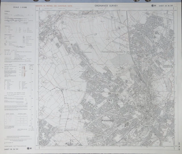 ORIGINAL OS MAP; 1:10,000; Sheet SK 56 SW; 1977; Mansfield ...