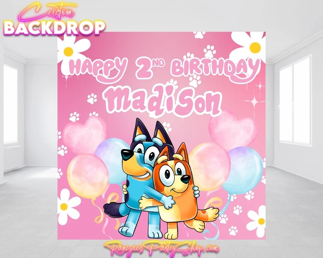 BLUEY PINK BACKDROP | Bluey Pink Birthday Banner | Bluey Birthday ...