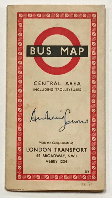 LONDON MAP: BUS MAP. CENTRAL AREA INCLUDING TROLLEYBUSES. 1954. £18.45 ...
