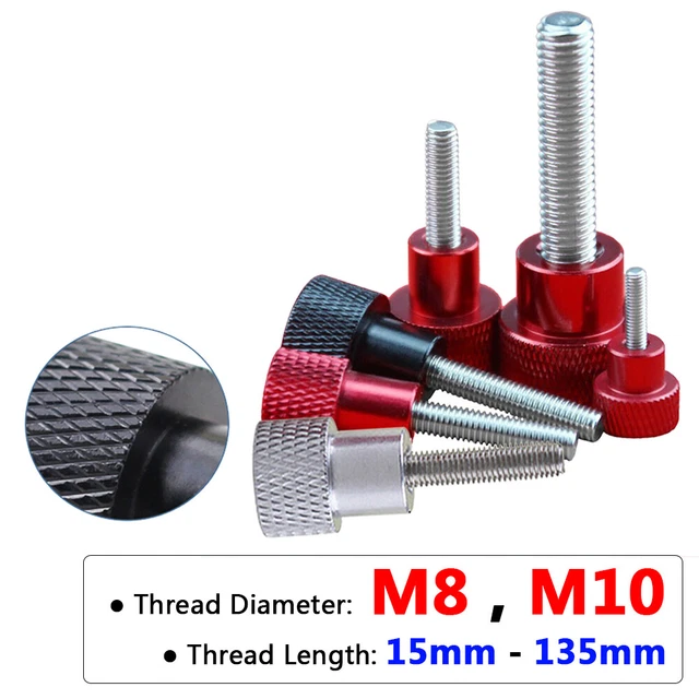 M8 M10 KNURLED THUMB SCREWS with STEP HIGH TYPE STAINLESS STEEL RED ...