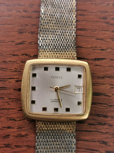 1960S PERFEX AS 1900/01 Integrated Bracelet TV Case Watch for Repair # ...