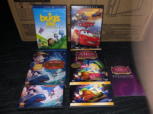 ALICE IN WONDERLAND, Pinocchio, Bug's Life, Cars, Dvds-Disney-Great ...