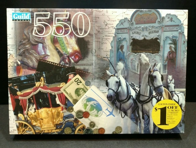550 PIECE PICTURE Puzzle Horse And Carriage Montage Hasbro Guild ...