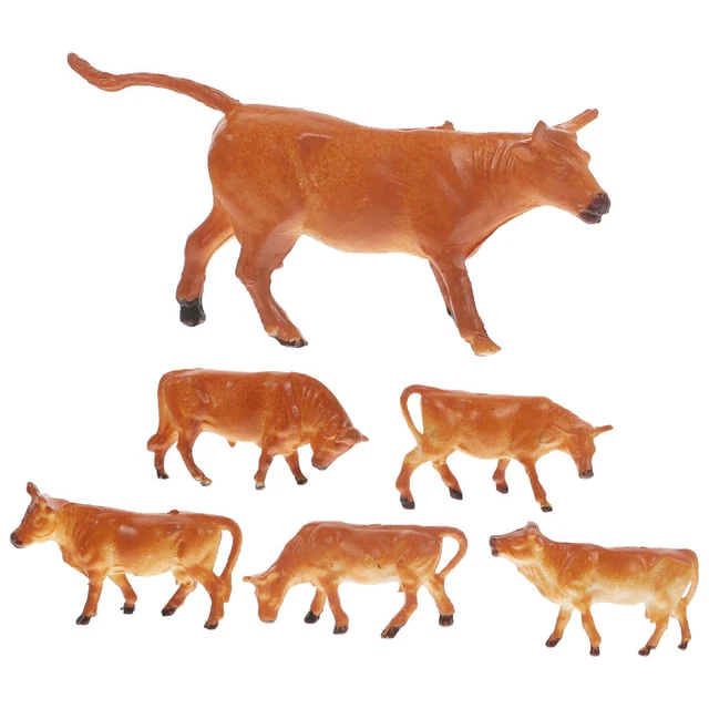 6 MINI COW Figurines Realistic Plastic Animal Models Cake Topper Farm £ ...