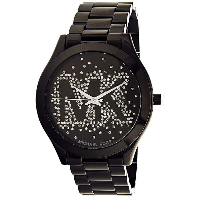 NEUF MICHAEL KORS Runway Noir, Confit Mk Logo Cadran, Bracelet WATCH ...