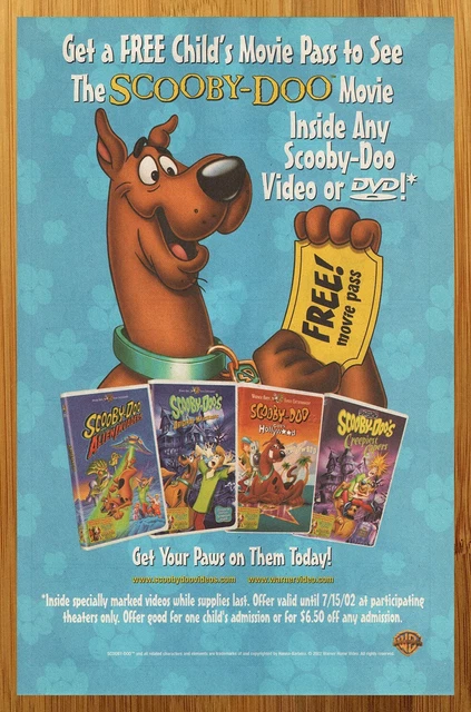 2002 SCOOBY-DOO VHS Video/DVD Print Ad/Poster 00s Kid Cartoon Movie ...