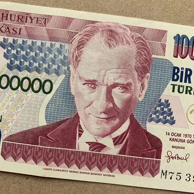 TURKEY MILLION LIRA Banknote Turkish Currency Mustafa Kemal Ataturk ...