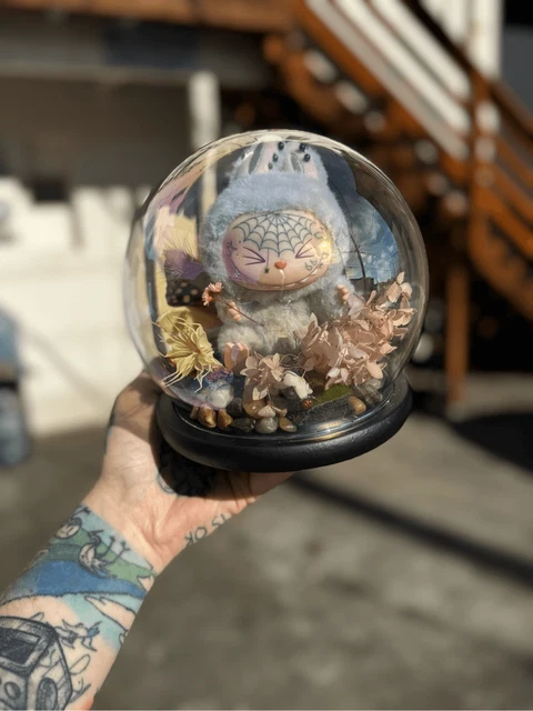 AUTHENTIC POPMART LABUBU With Real Tattoos & Piercings Crystal Ball ...