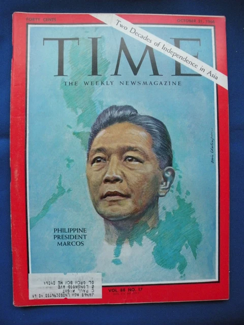 TIME MAGAZINE OCTOBER 21, 1966 Philippine President Marcos £3.76 ...