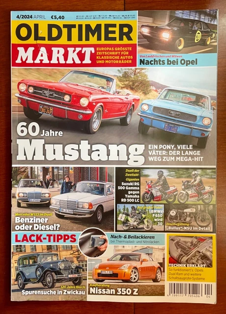 OLDTIMER MARKT ZEITSCHRIFT 4/2024 Klassische Autos 60 Jahre Mustang Motorräder EUR 1,00 ...