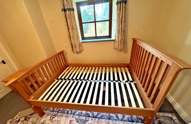 USED BUT LOVELY condition modern DOUBLE WOODEN BEDFRAME with sprung ...