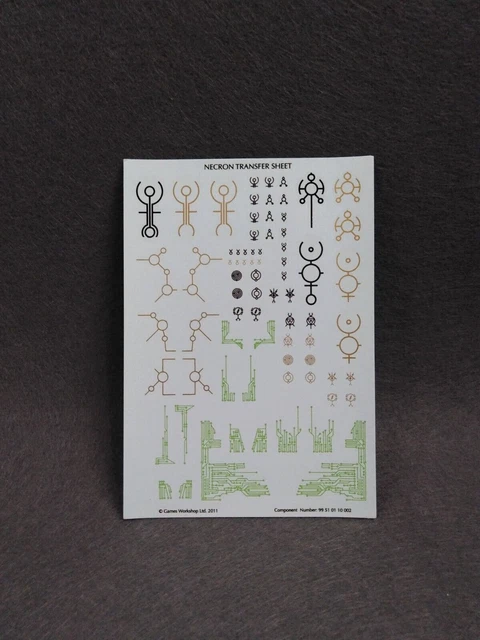 NECRON / NECRONES Transfer Sheet Warhammer 40K hoja calcas (B) Games ...