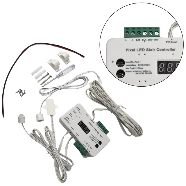 CONTRÔLEUR D'ÉCLAIRAGE CAPTEUR de mouvement DEL éclairage d'escalier accessoi EUR 52,94 ...