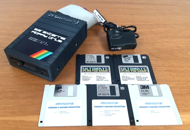 SINCLAIR ZX SPECTRUM 128k +3 External 3.5" Floppy Drive & PSU ...